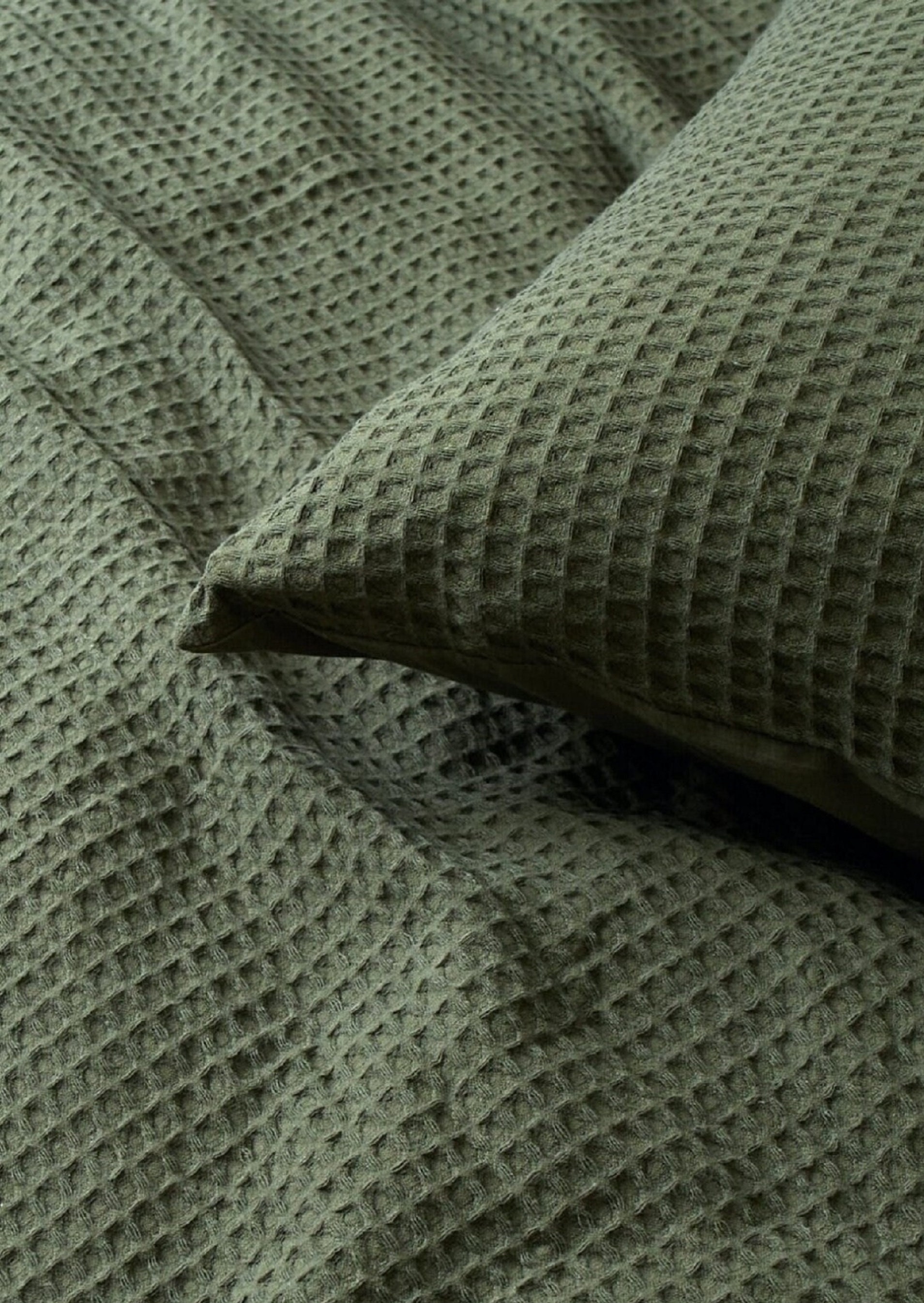 Dark Green Waffle Duvet Cover, Waffle Quilt Cover Set, King Queen Twin ...