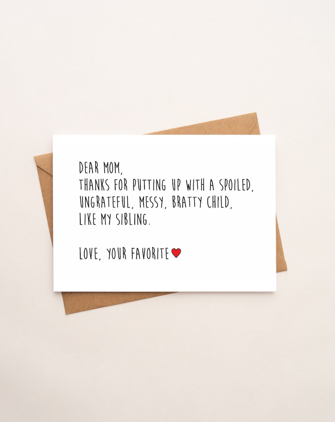 Dear Mom Card, Funny Mothers Day Card, Mom Gift, Mom Card, Birthday ...