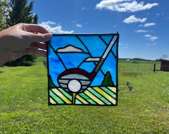 Golf Green Stained Glass Suncatcher - Etsy