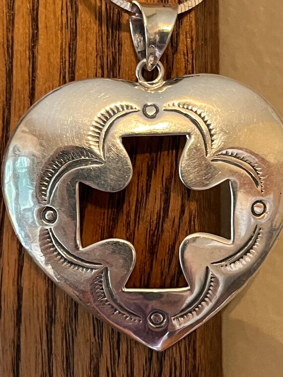 Sterling Southwestern Style Stamped Heart with Cutout… - Gem