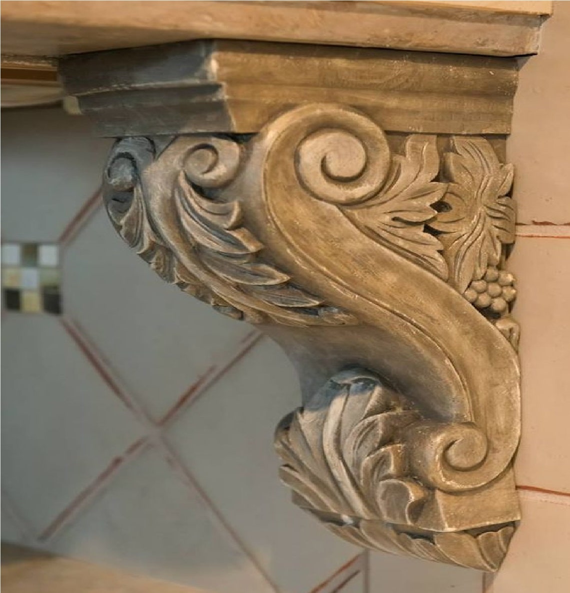 Hand-carved Wood Corbel Carving Large Classic Open Handcrafted Lovers ...