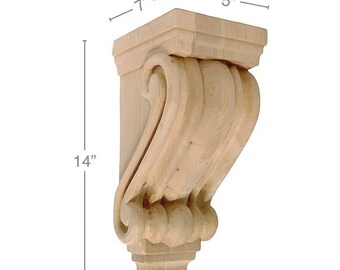 Hand-carved Wood One Corbel Carving Large Classic Open Handcrafted ...