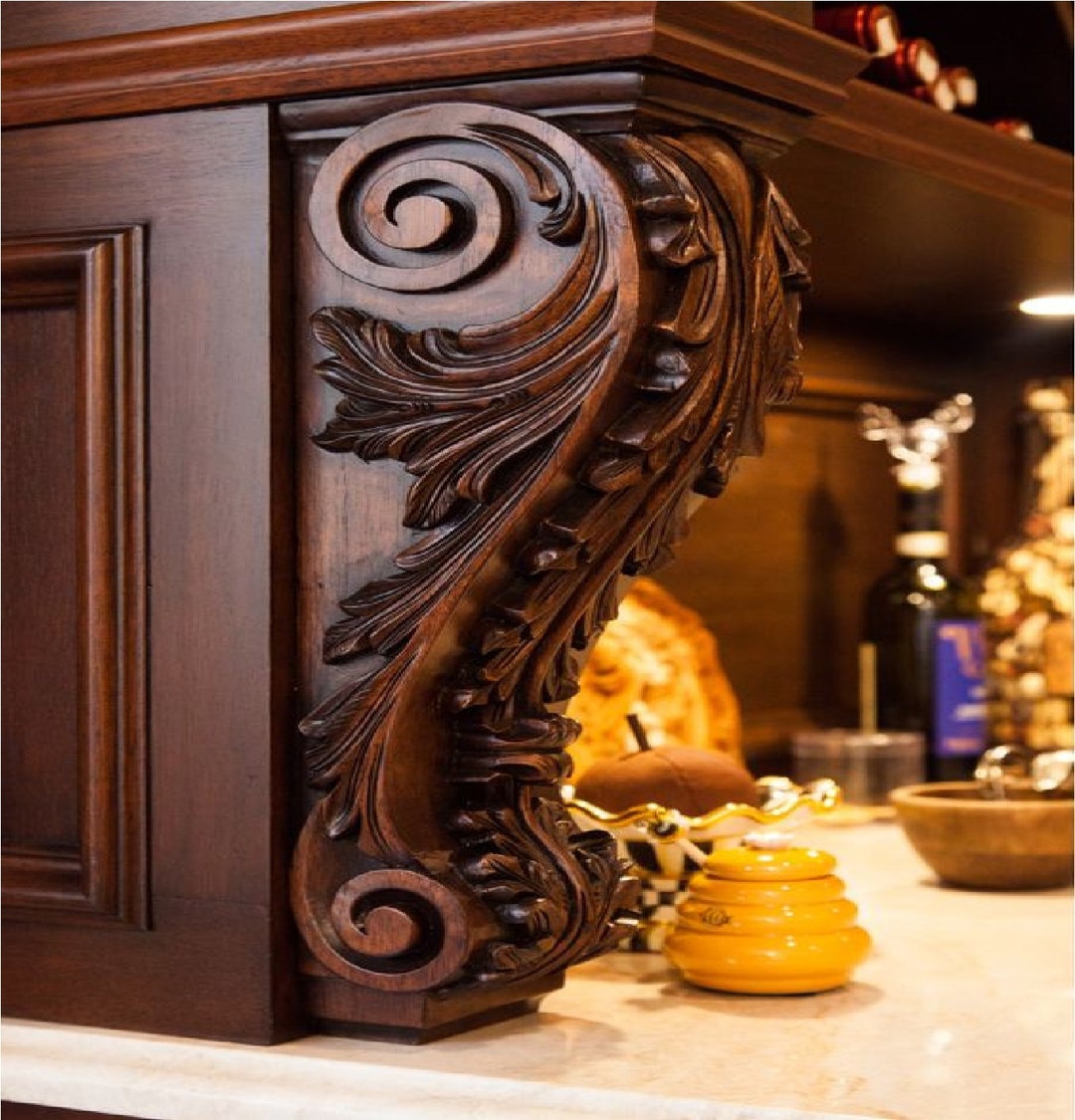 Hand-carved Wood Corbel Carving Large Classic Open Handcrafted Lovers ...