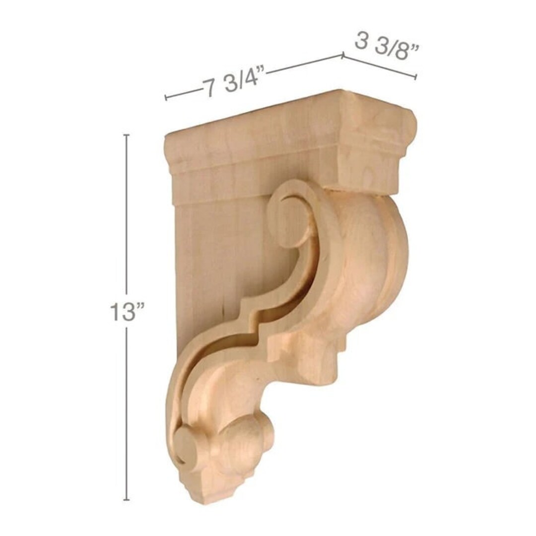 Hand-carved Wood Corbel 13 X 7 X 3 Carving Handcrafted Solid Mission Wood Perfect Accent Bracket ...
