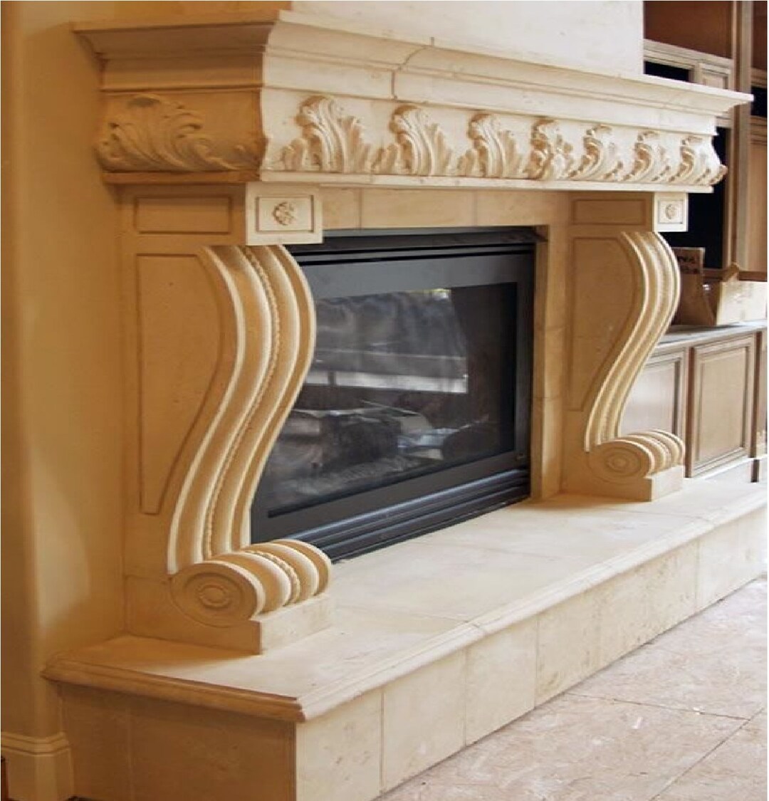 Hand-carved Wood One Corbel Carving Large Classic Open Handcrafted ...