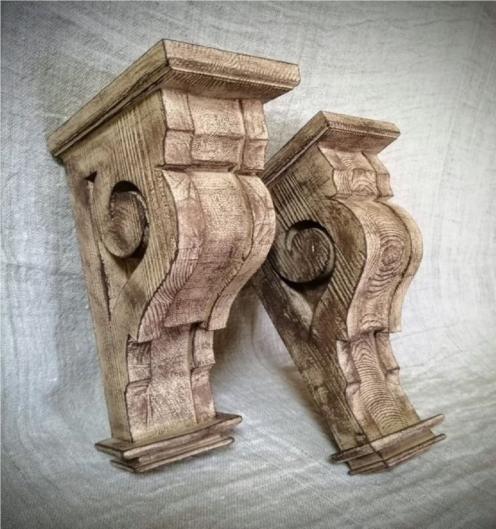 Hand-carved Wood One Corbel Carving Large Classic Open Handcrafted ...