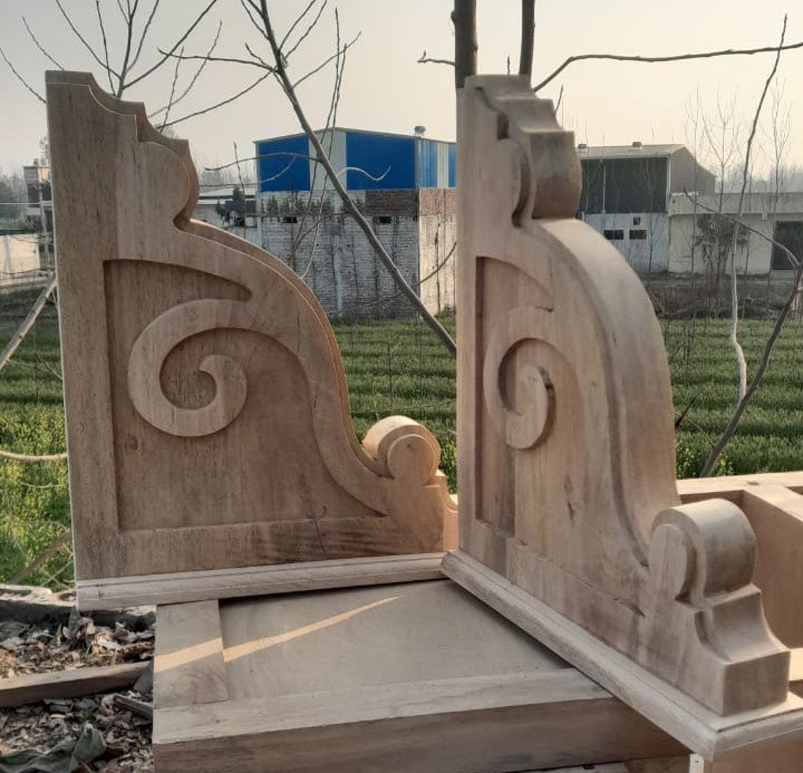 Hand-carved Wood One Corbel Carving Large Classic Open Handcrafted ...