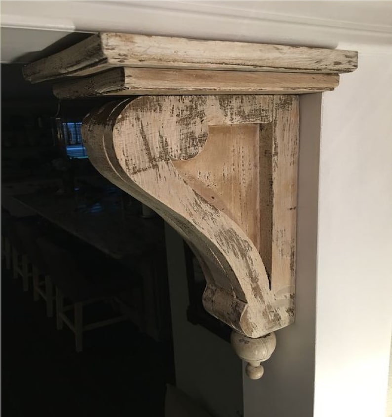 Hand-carved Wood Corbel Carving Large Classic Open Handcrafted Lovers Solid Mission Wood Perfect ...