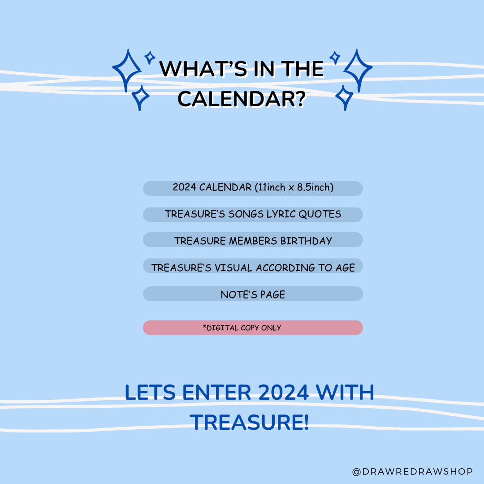 KPOP TREASURE Calendar 2024 OT10 Lyrics Quotes Members Birthday digital ...