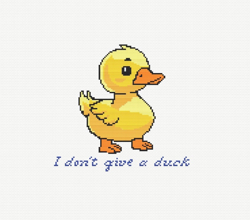 Cheeky Duck Cross Stitch Pattern - 'I Don't Give a Duck' - Easy, Simple ...