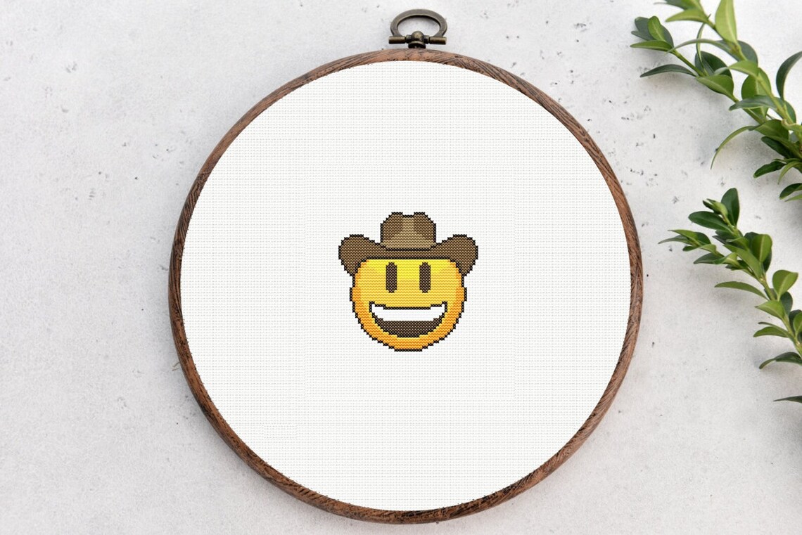 Cute Cross Stitch Pattern: Cowboy Emoji - Easy and Fun Design - Etsy