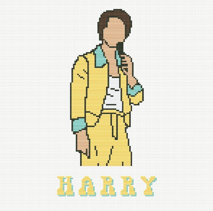 Harry Styles Cross Stitch Pattern - Retro Font - Vibrant Design - Etsy