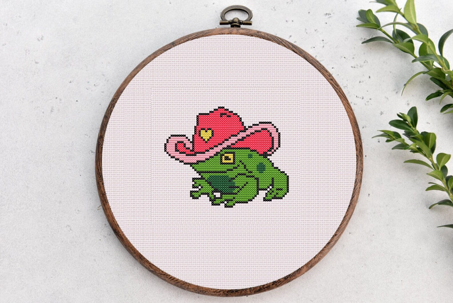 Cute Cross Stitch Pattern: Small Frog With Pink Cowboy Hat - Etsy