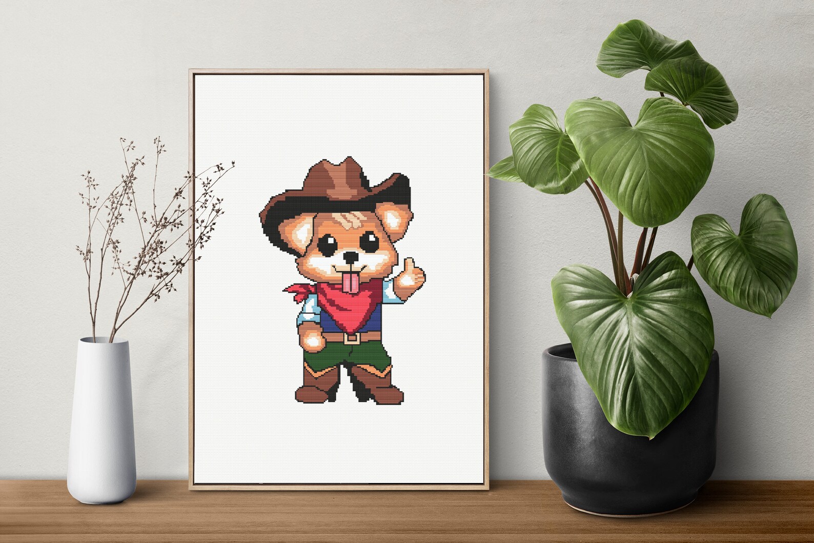 Cute Cross Stitch Pattern: Cheeky Cowboy Puppy Simple Fun Colorful ...