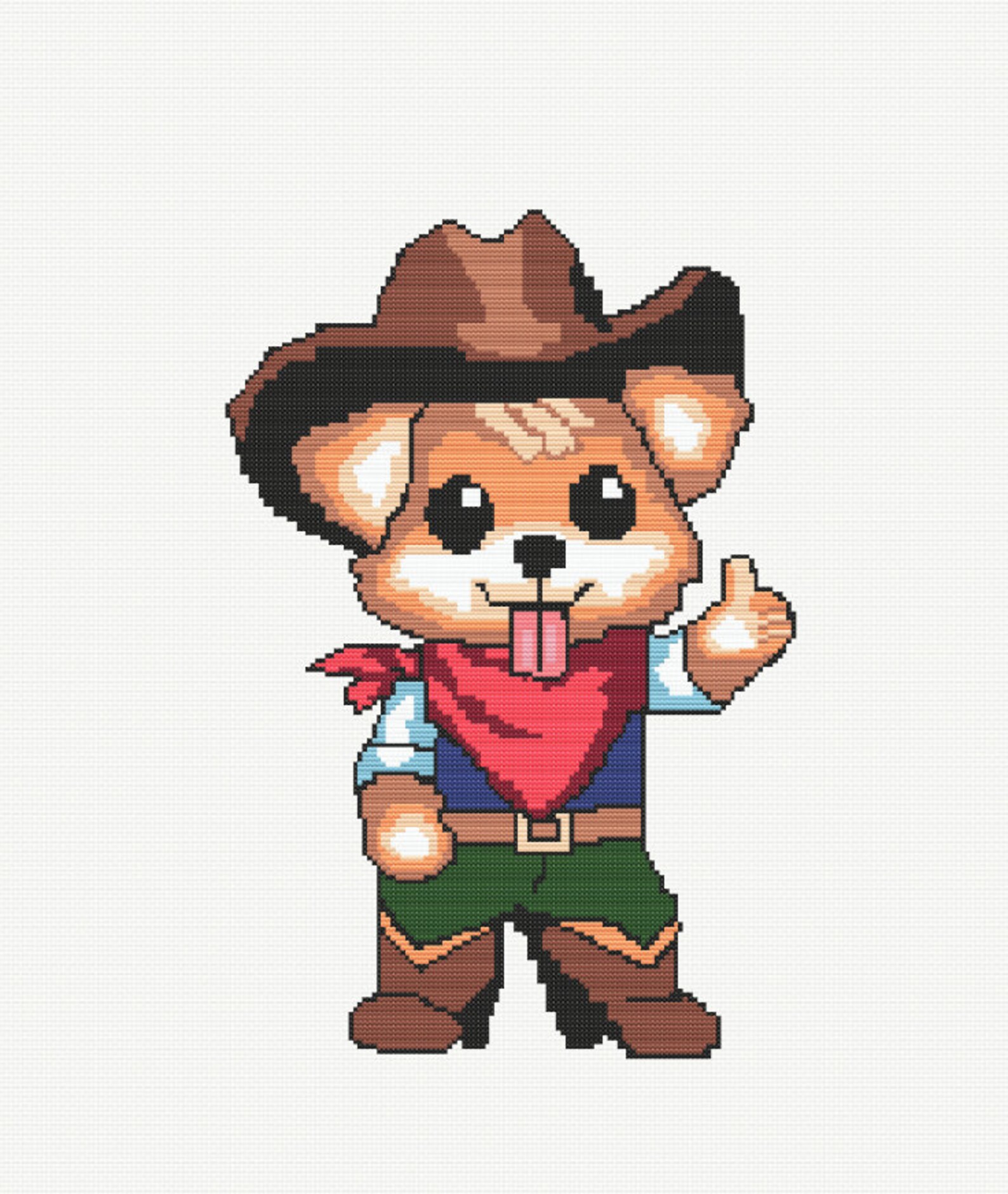 Cute Cross Stitch Pattern: Cheeky Cowboy Puppy Simple Fun Colorful ...