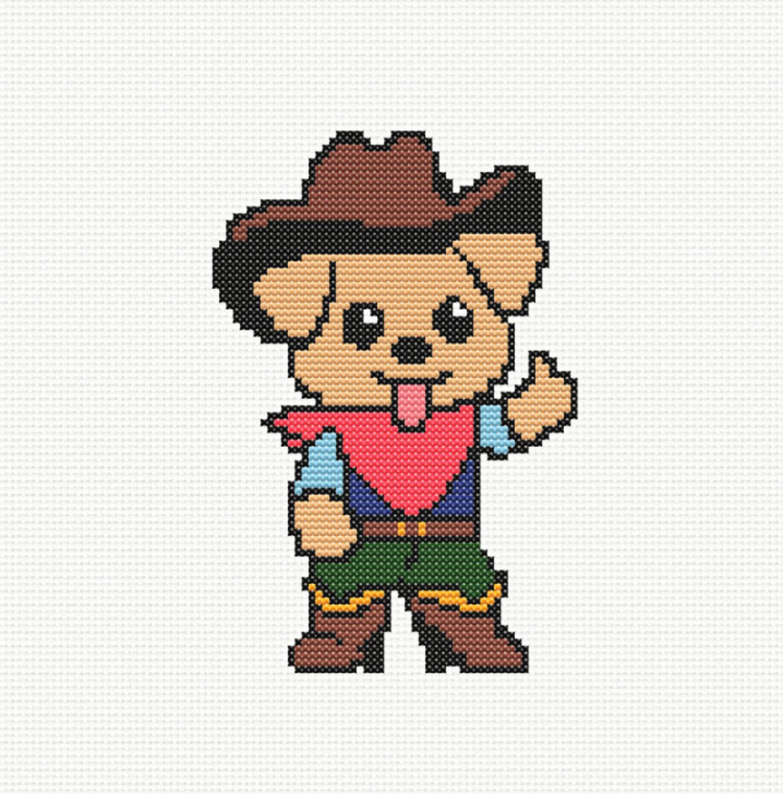 Cute Cross Stitch Pattern: Cheeky Cowboy Pupp Super Simple Easy Fun ...
