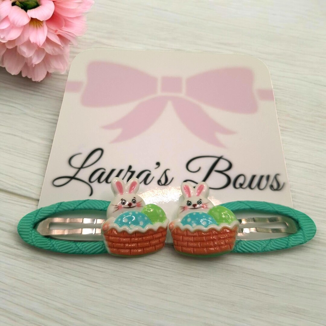 Cute Easter Egg Bunny Basket Hair Clips for Toddlers, Bunny Hair Clips ...