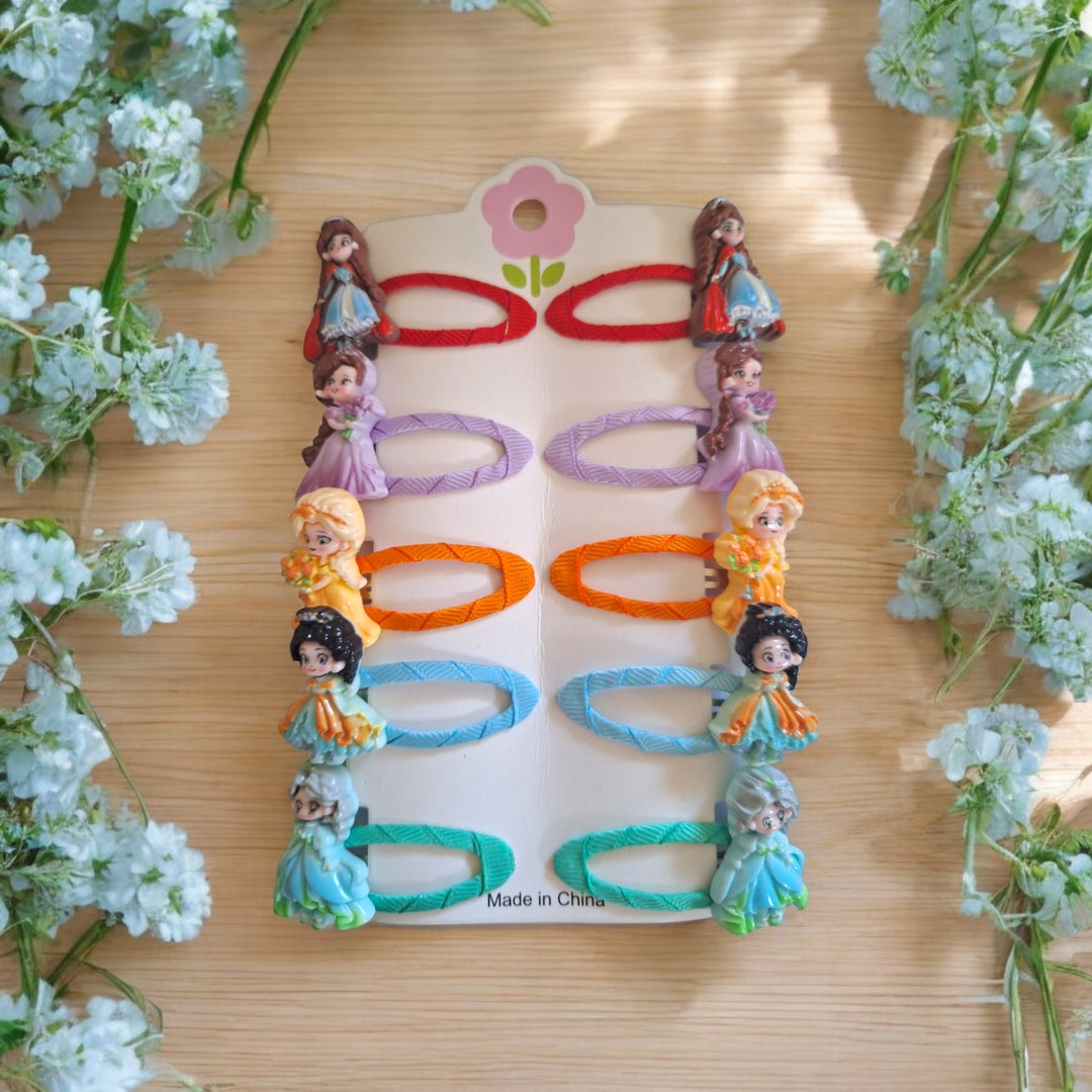 Princess Hair Clips for Girls, Set of 5 Five (or a Pair) Child Friendly ...