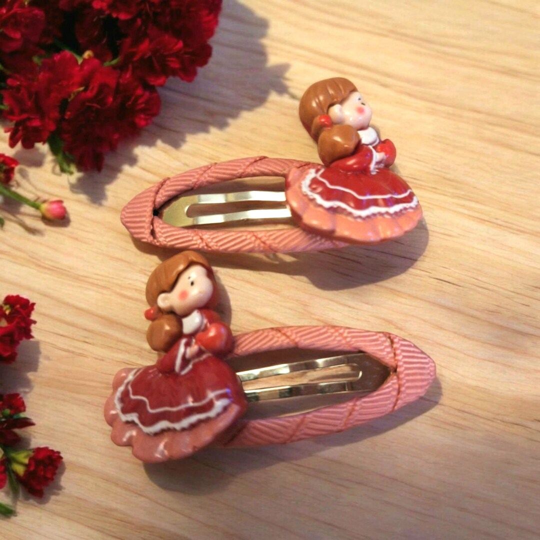 Pair of Doll Princess Hair Clips for Girls, Set of (2) Five Hair Clips ...