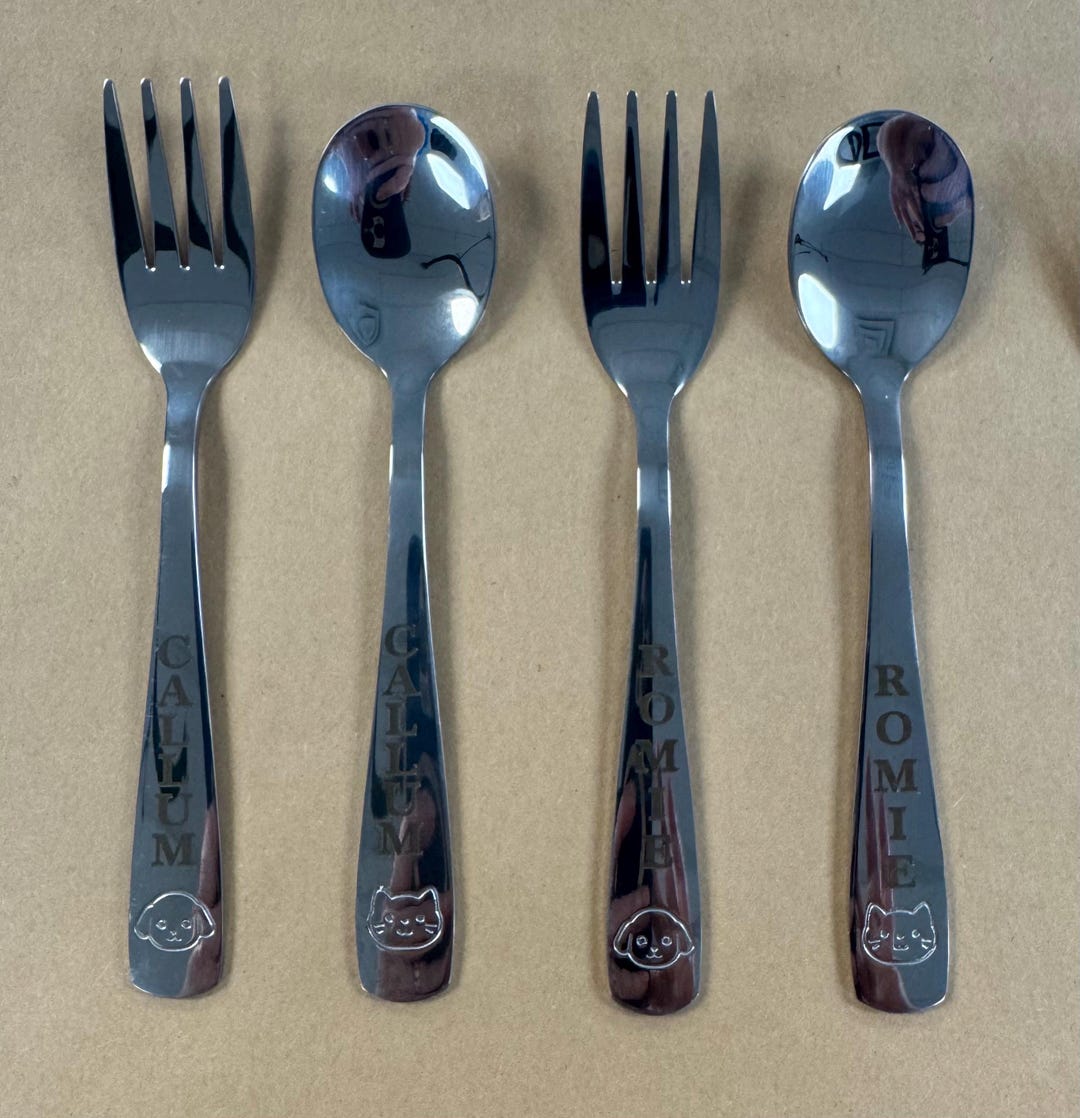 Stainless Steel Childs Fork and Spoon Set - Etsy
