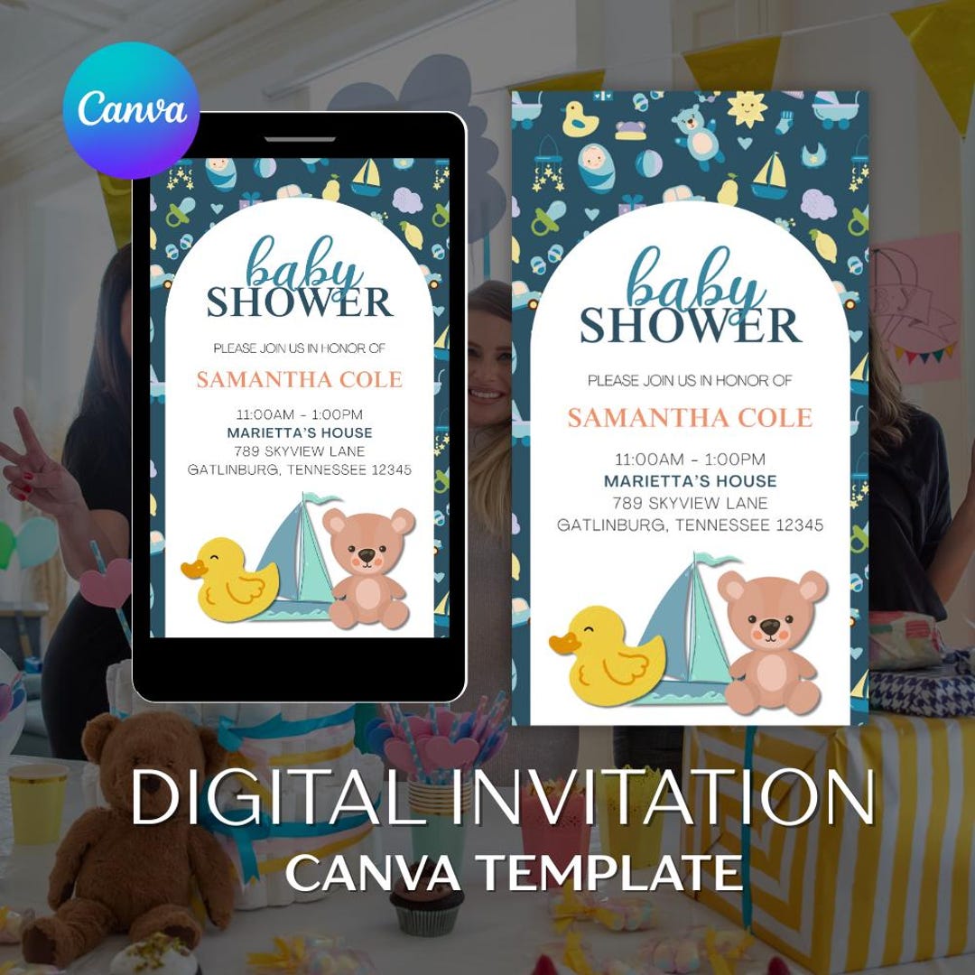 Nursery Baby Shower Invitation Template: Editable Canva Invite (PDF ...