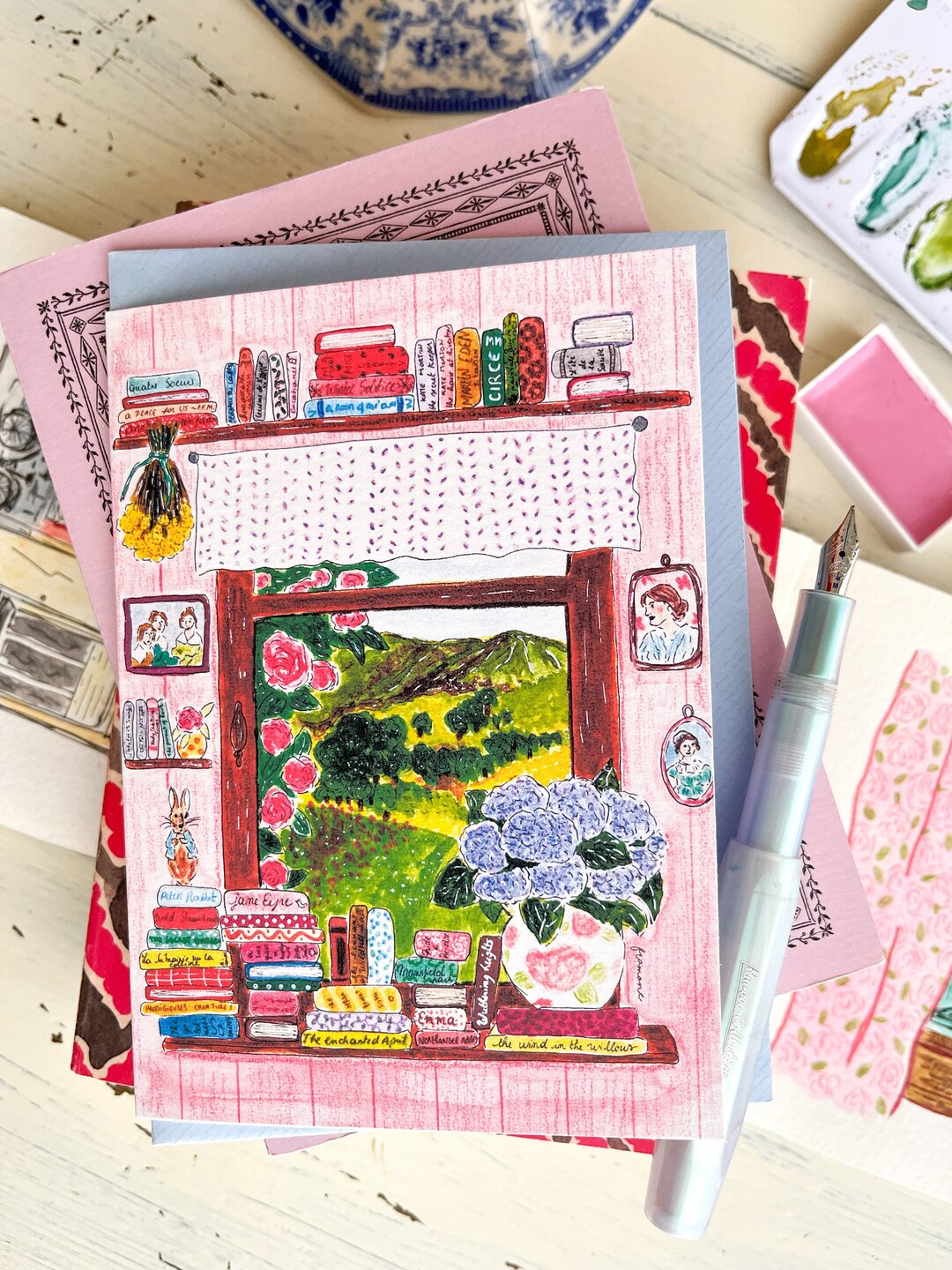 Bookish Cozy Window Card - Etsy