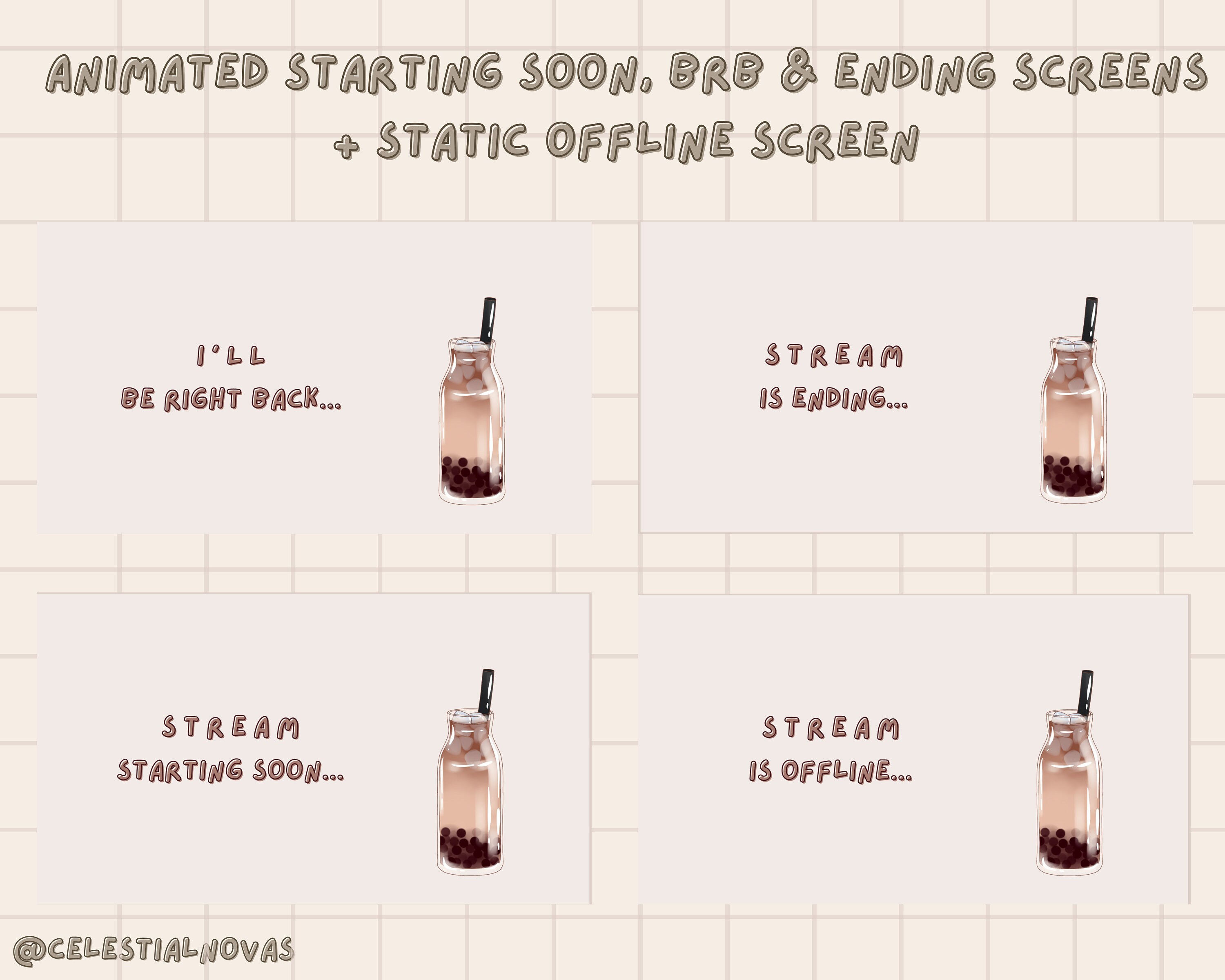 Animated Lofi Stream Scenes Bubble Tea - Cute Cozy | Starting Soon | Be ...