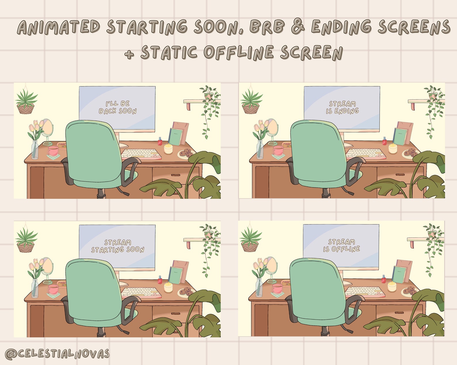 Animated Lofi Desk Room Stream Scenes - Minimalist Cozy | Starting Soon ...