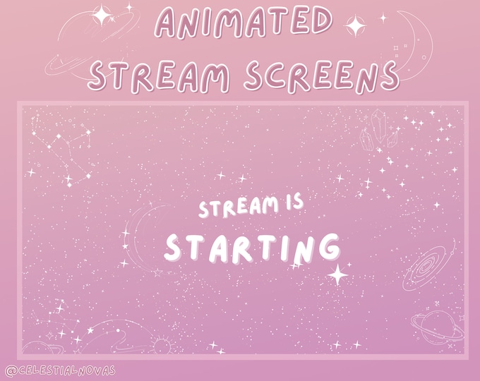 Animated Pink Celestial Cloudy Sky Screens for Twitch, Stream Scenes ...
