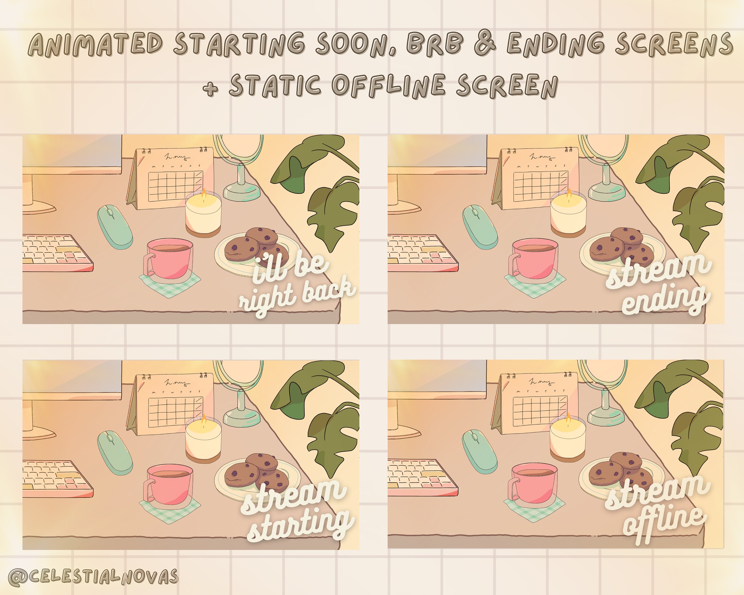 Animated Lofi Desk Stream Scenes Minimalist Cozy Starting Soon Be Right ...