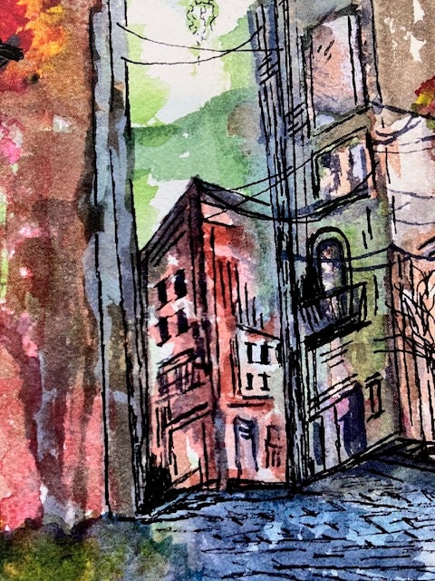 Watercolor and Ink Print after the Rain - Etsy