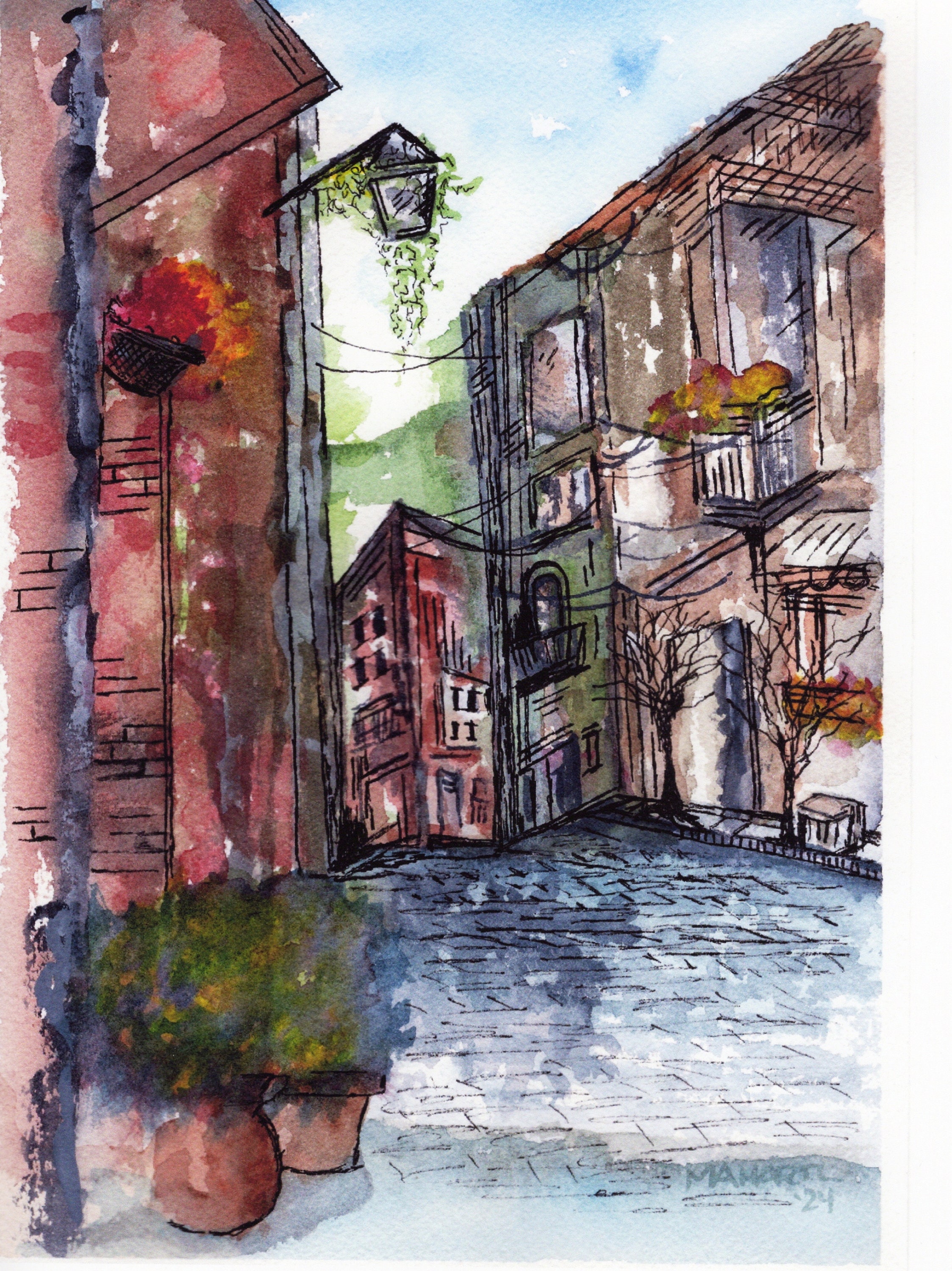 Watercolor and Ink Print after the Rain - Etsy