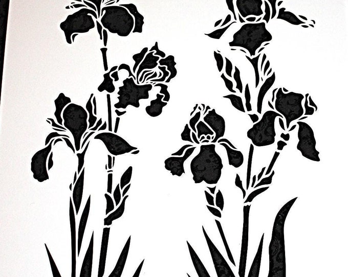 Large Flower #20 Iris Mylar Stencil 12 X 16 Wall Stencil, - Etsy