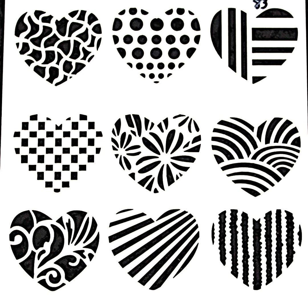 Mylar Stencil #83 HEARTS DRAWINGS 6" X 6" Valentine - Etsy