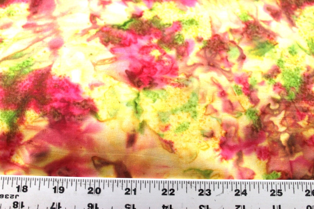 Batik #78 Cotton Quilt Fabric Fall Leaves 1 Yard Quilt Fabric Hot Pink ...