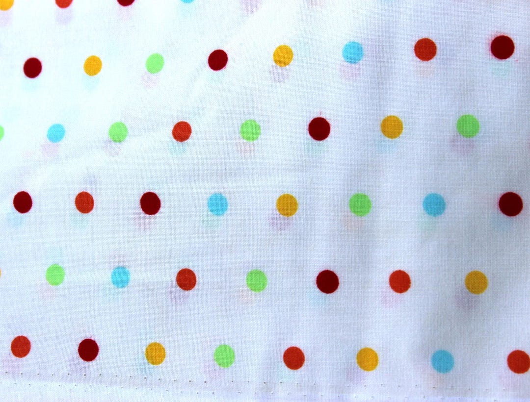 Fabric #173 Cream Cotton Quilt Fabric With Bright Polkadots 1/2 Yard - Etsy