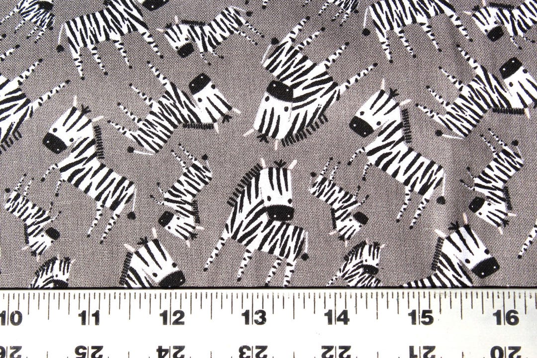 Fabric #135 Cotton Zebra Fabric Gray With Zebras 1 Yard - Etsy