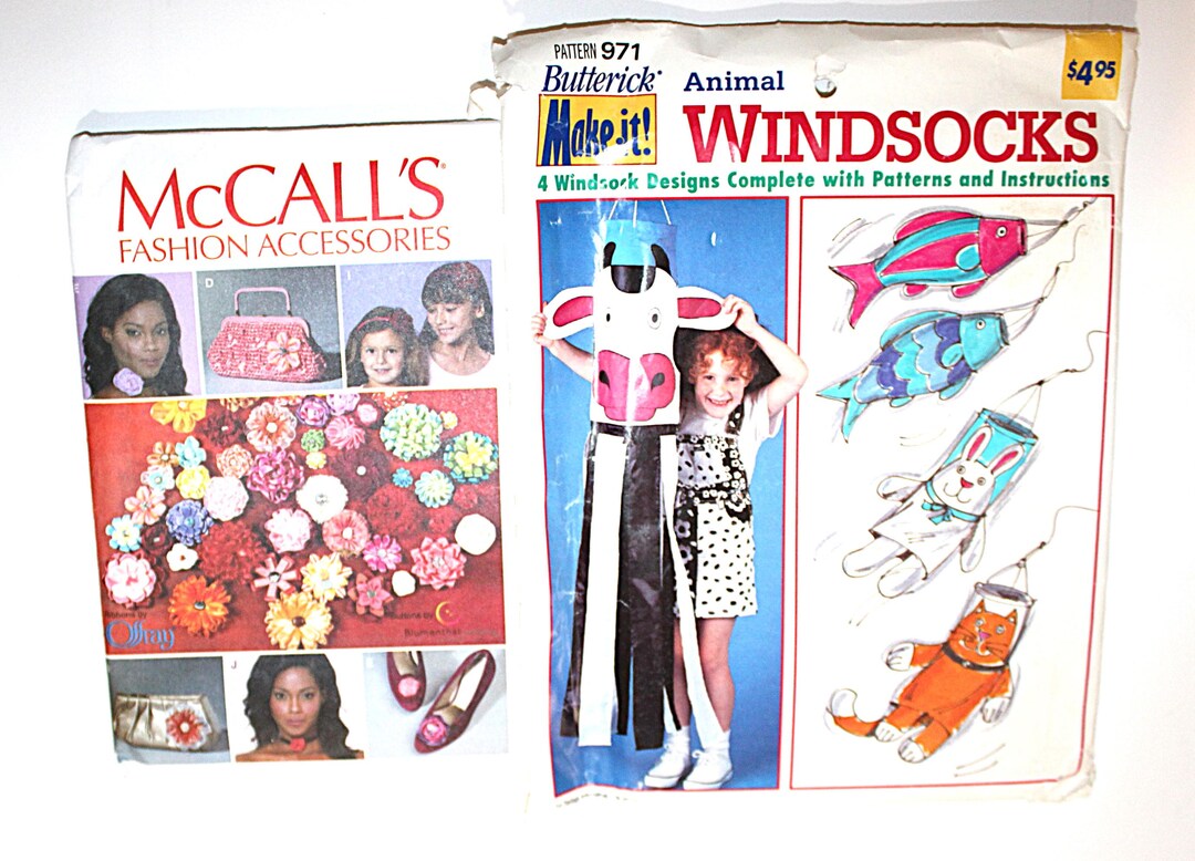 Butterick or Mccall's Craft Pattern Fabric Flowers or Windsocks Sewing ...