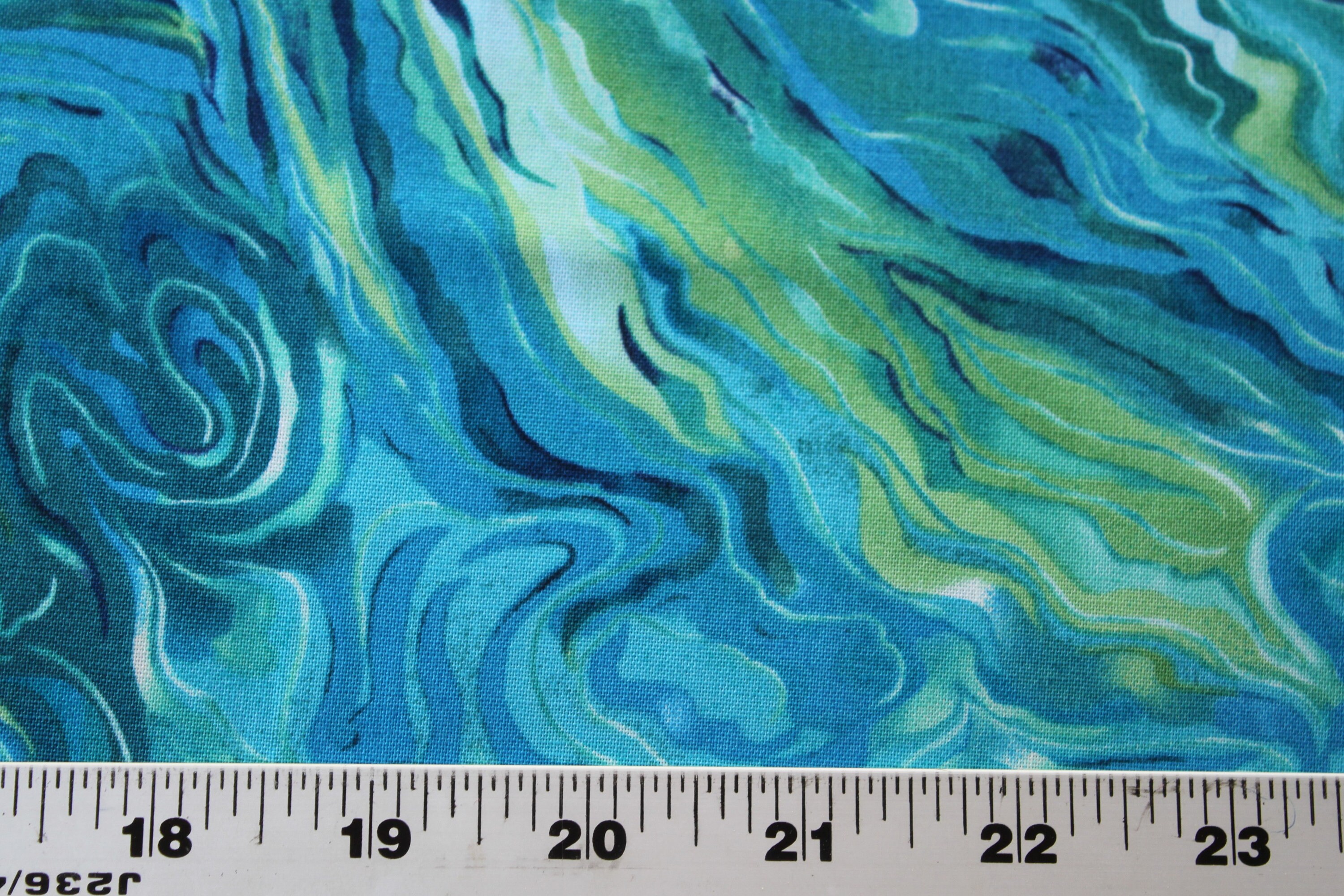 Water Cotton Fabric 71 1/4 Yard Landscape WATER Swirl Fabric Blue ...