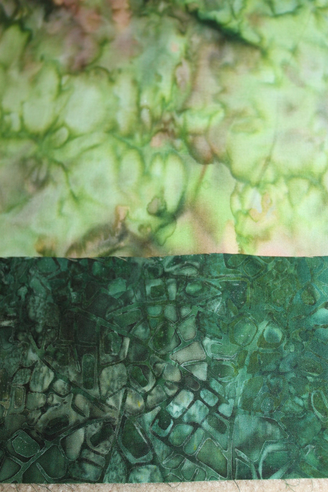 Three Pieces Landscape Fabric, Two Batik and One Trees and Green Trees ...