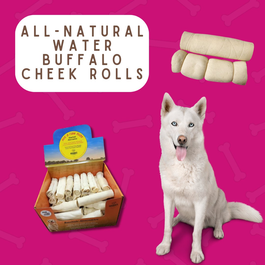All-natural Water Buffalo Cheek Rolls for Dogs – Long Lasting Rawhide ...