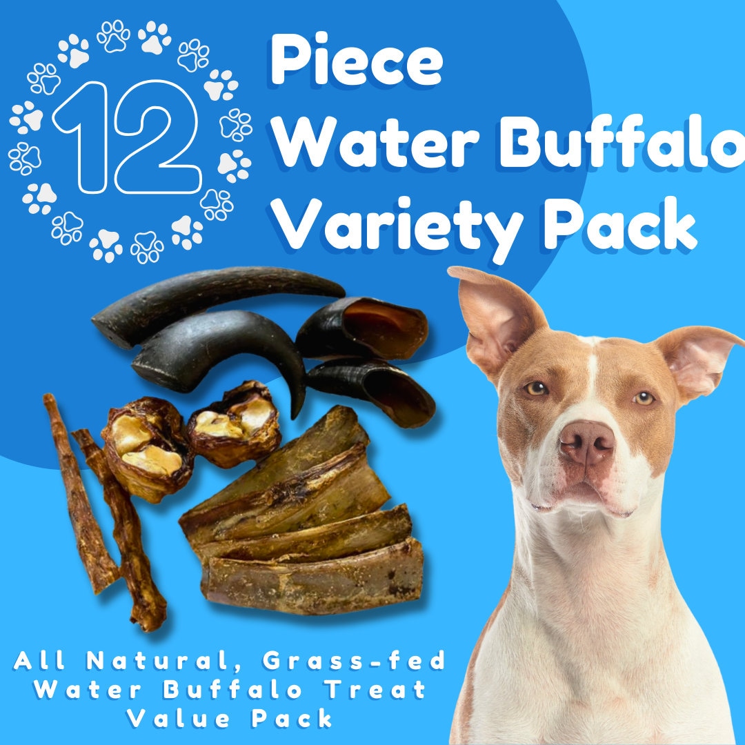All-natural Water Buffalo Dog Treat Pack – 12-piece Grass-fed, Hormone ...