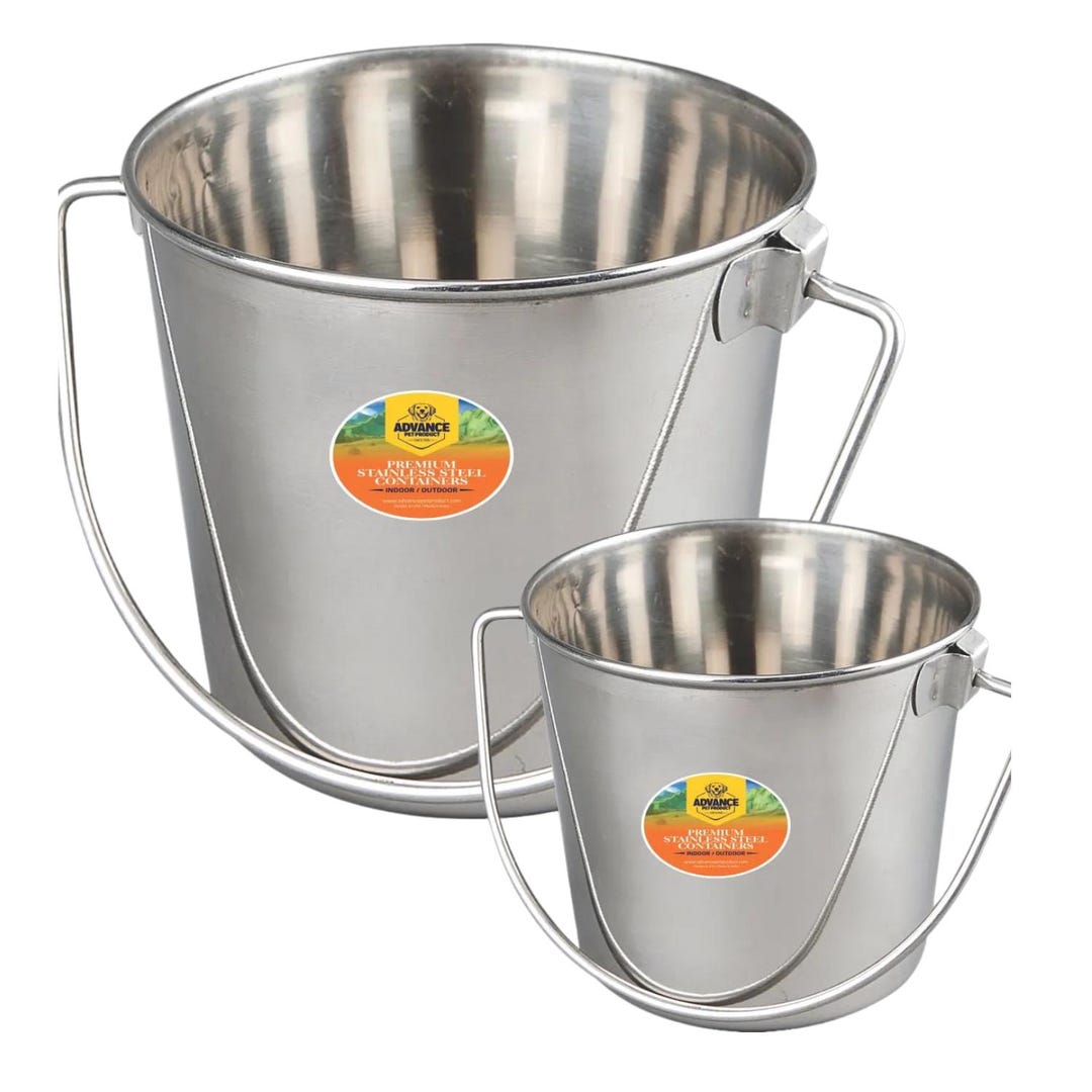 Extra Large Stainless Steel Round Bucket for Birds – Treat & Toy Holder ...