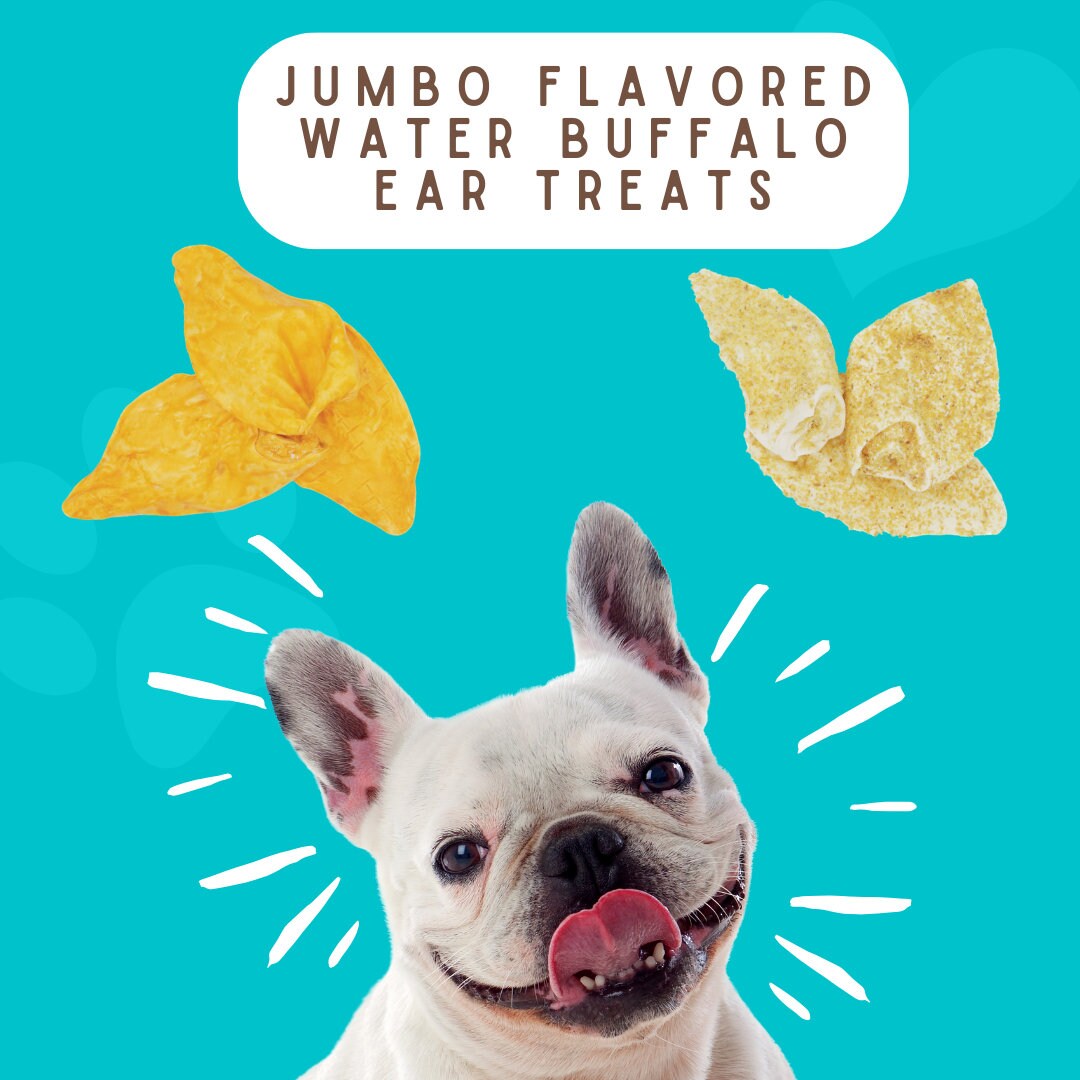 Jumbo Buffalo Ear Dog Treats – Peanut Butter Flavored, Bully Dust ...