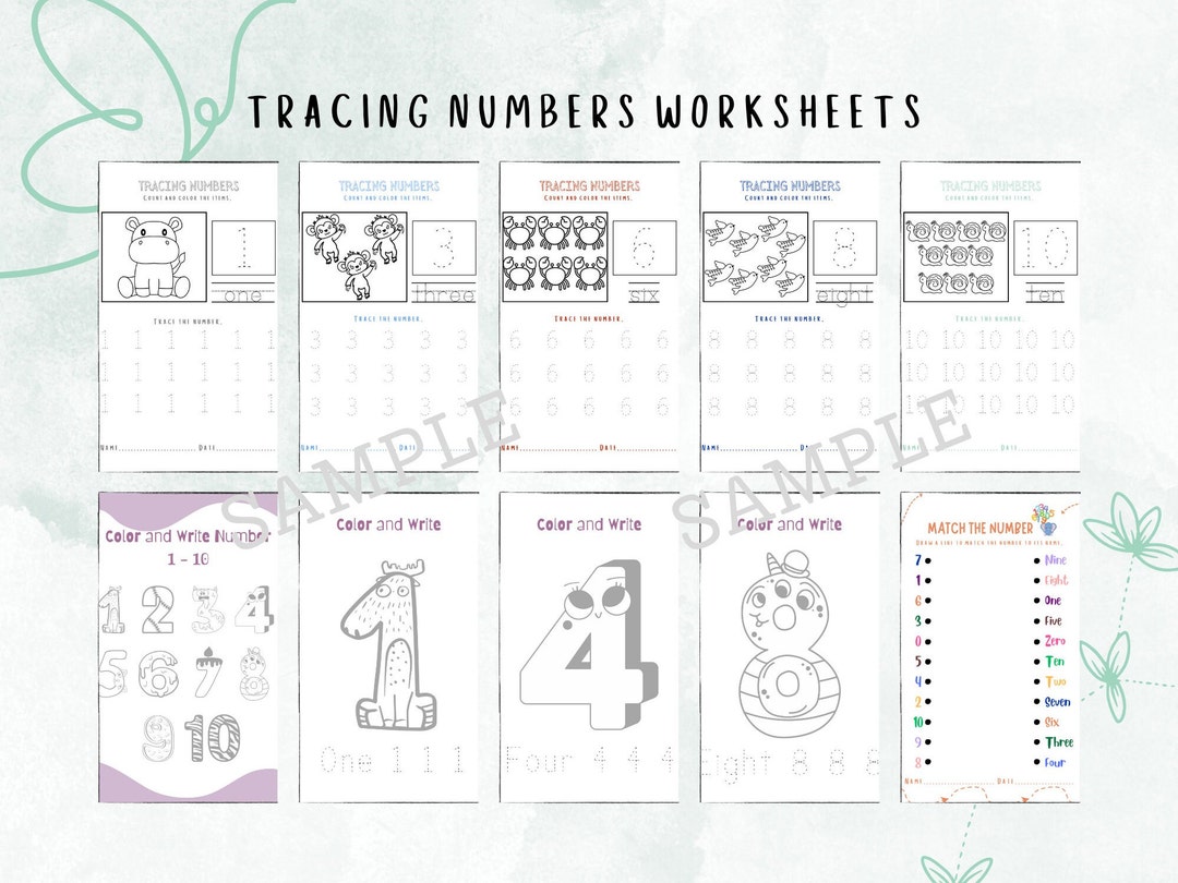 Tracing Number Worksheets, Color and Write Number Worksheets, Matching ...