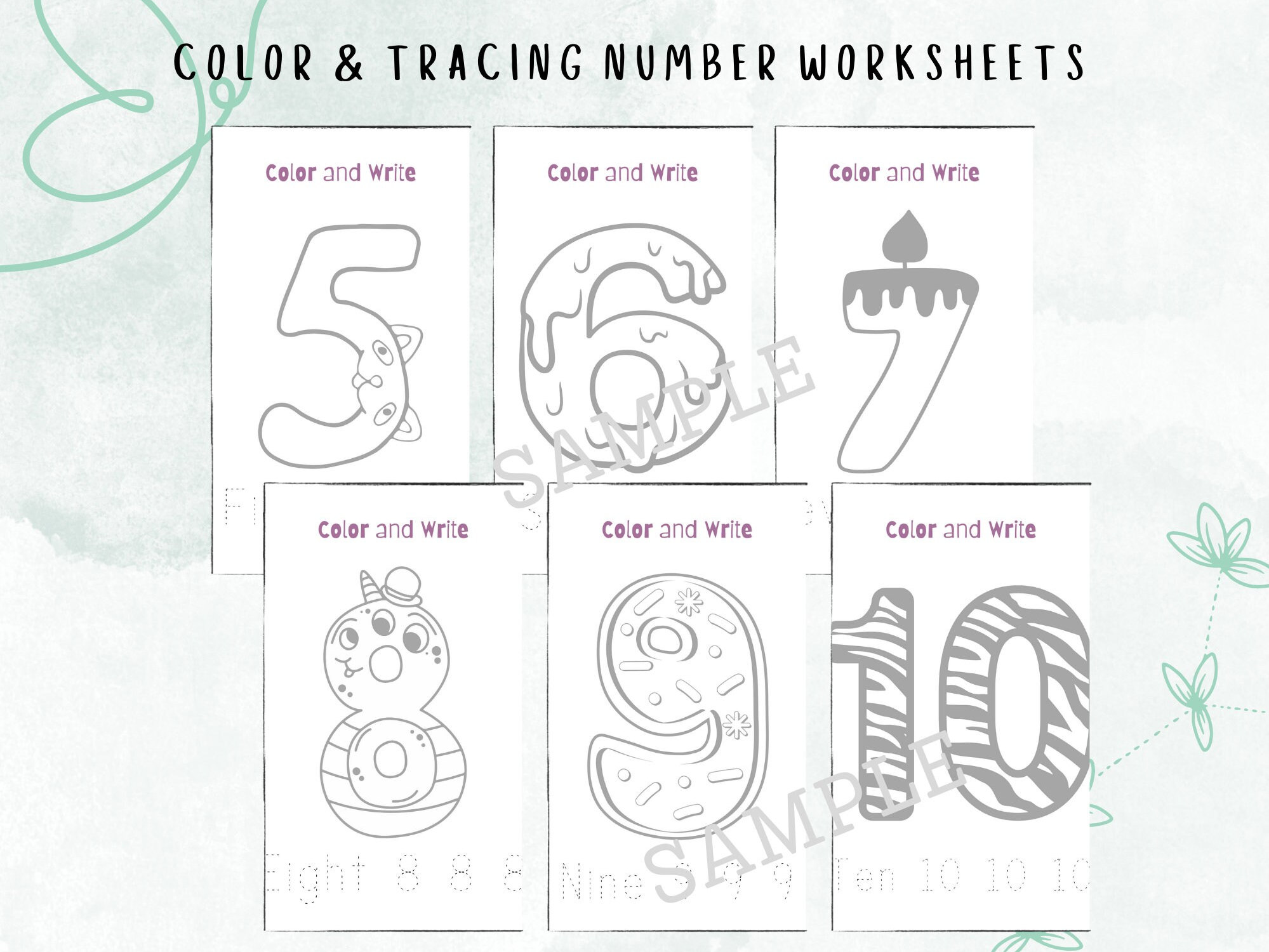 Tracing Number Worksheets, Color and Write Number Worksheets, Matching ...