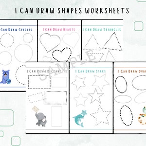 I Can Draw Shapes Worksheets Shapes Worksheets Toddler - Etsy