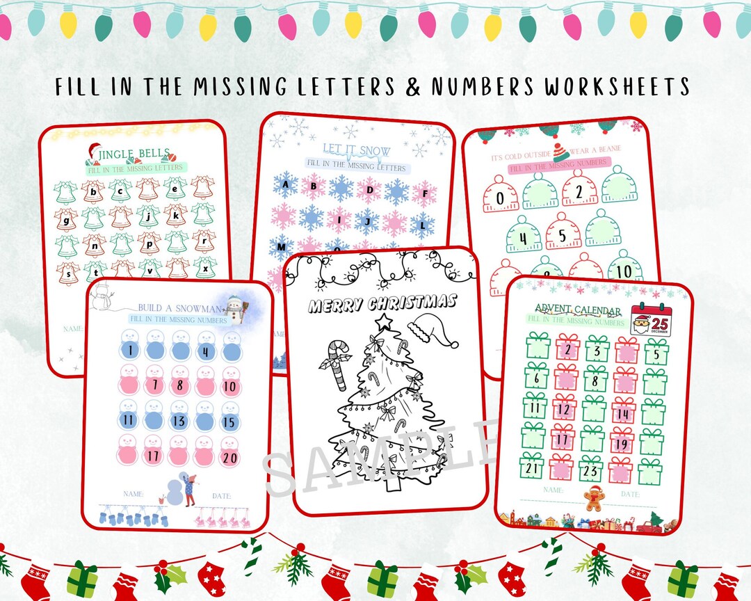 Fill in the Missing Letters and Numbers Worksheet Winter - Etsy