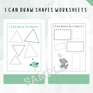 I Can Draw Shapes Worksheets Shapes Worksheets Toddler - Etsy