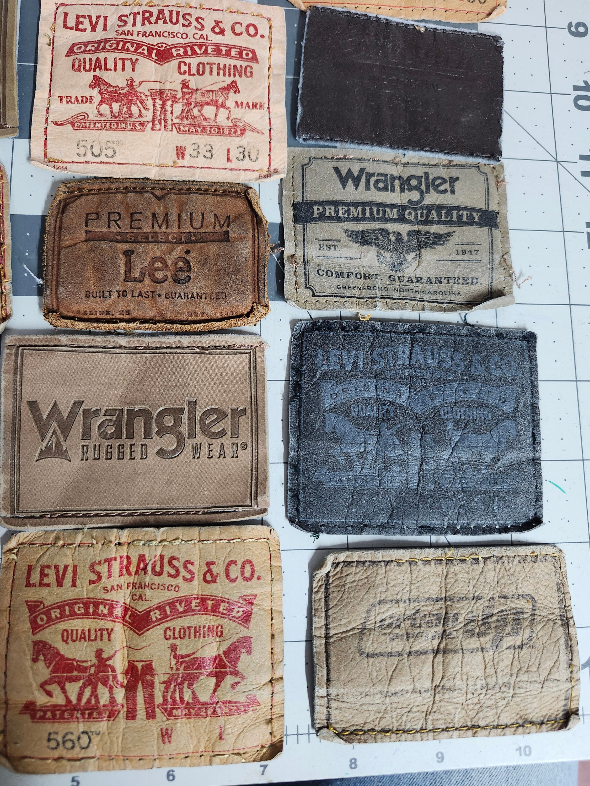 Salvaged Blue Jean Denim Back Leather Tags - Etsy